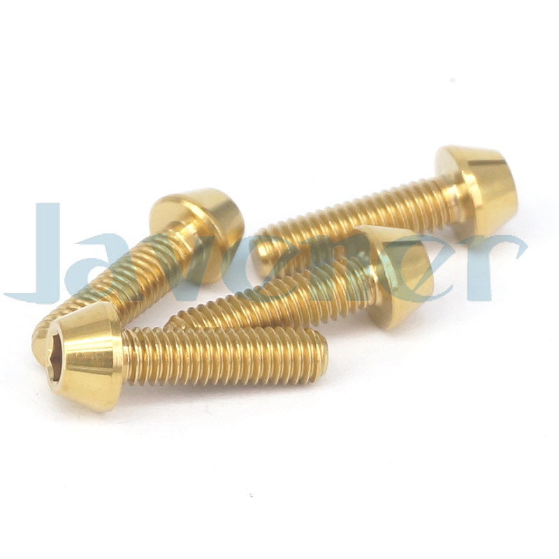 4 PCS M4x15mm Golden GR5 Titanium Cone head Bolts For Bike Rear ...