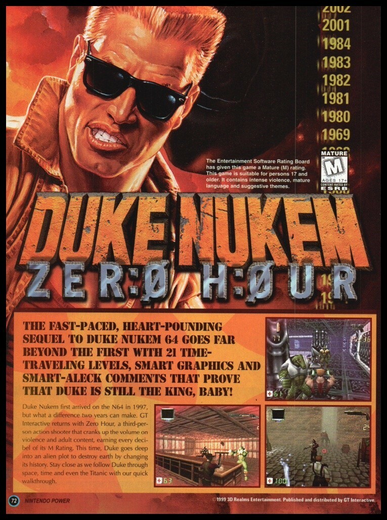 Duke Nukem Zero Hour 1999 Nintendo-print ad/mini-poster-Game room,man ...