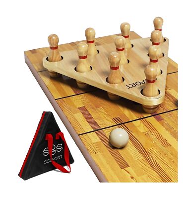 YDDS Shuffleboard Bowling Pin Set with 10 Pcs Premium Hardwood Bowling ...