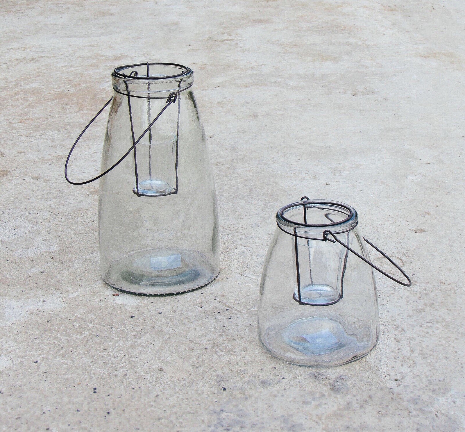 Vintage Style Rustic Glass Lantern Tea-light Votive Candle Holder Small ...
