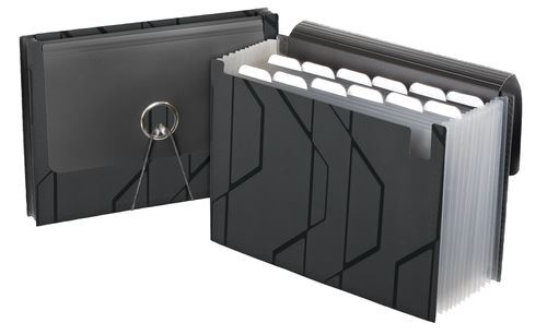 Sliding Cover Expanding File, 4" Expansion, 13 Sections, Cord/hook ...