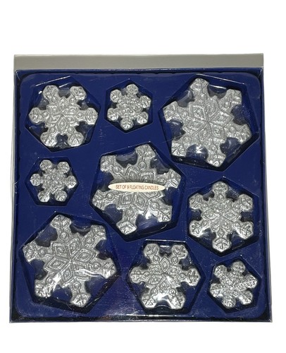 Stonia Creations Floating Silver Glitter Snowflake Candles Set of 9 3 ...