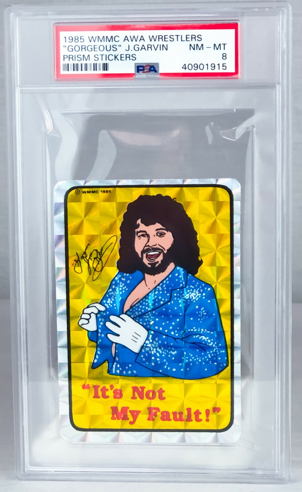 1985 WMMC AWA "Georgeous" Jimmy Garvin Wrestling Prism Sticker PSA 8 ...
