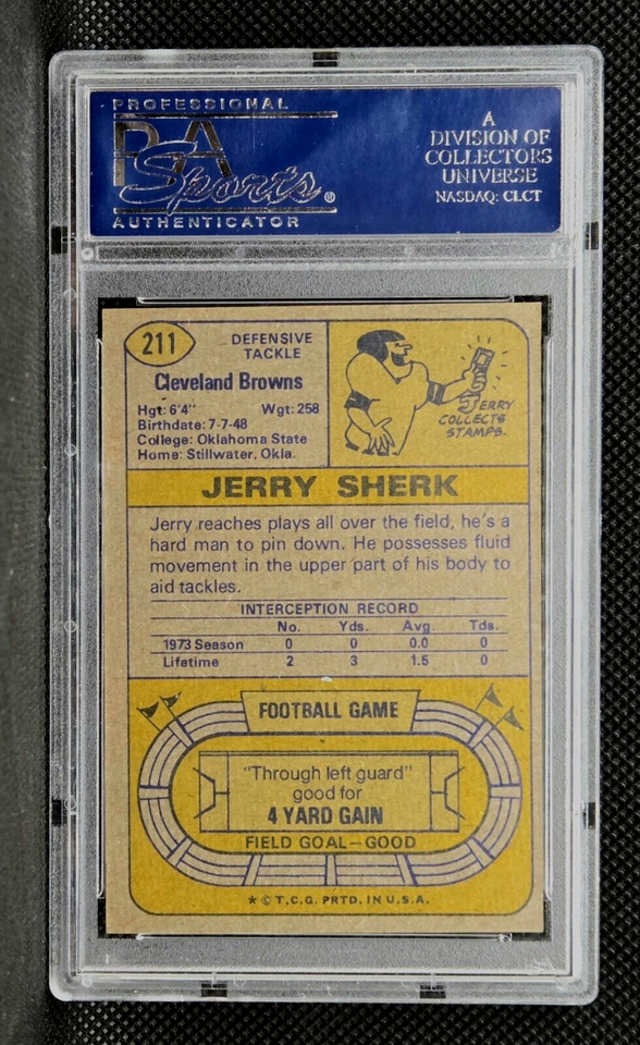 1974 TOPPS FOOTBALL #211 BROWNS JERRY SHERK PSA 9 MINT TOUGH CARD!! | eBay