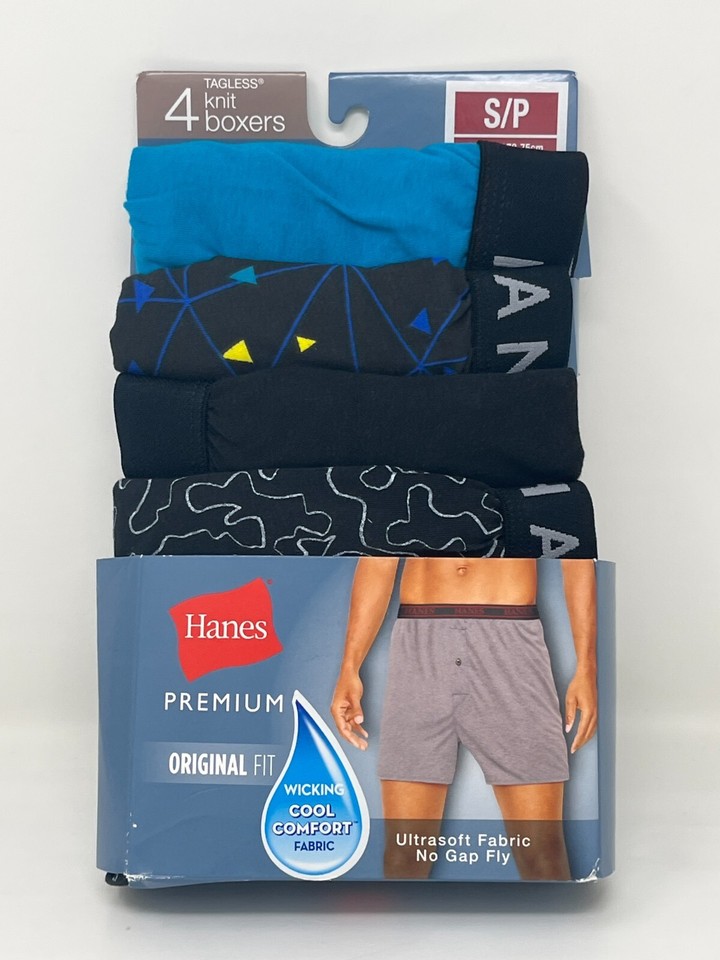 Hanes Men's Classics Tagless Knit Boxers, 4-Pack Assorted Colors size ...