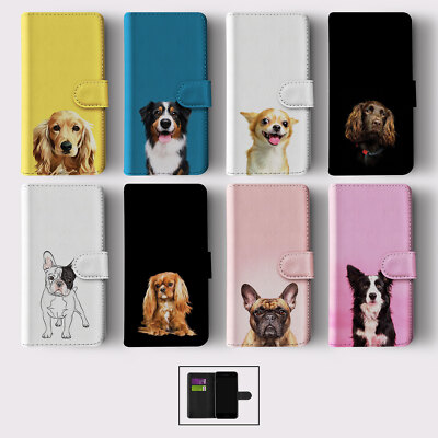 FLIP WALLET PHONE CASE FOR IPHONE 16 15 14 13 12 11 SE 8 DOGS CUTE ...