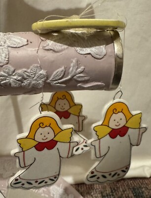 Vtg Russ Holiday Wind Chimes Ornament 3 Angels # 1905 Ceramic Yellow ...