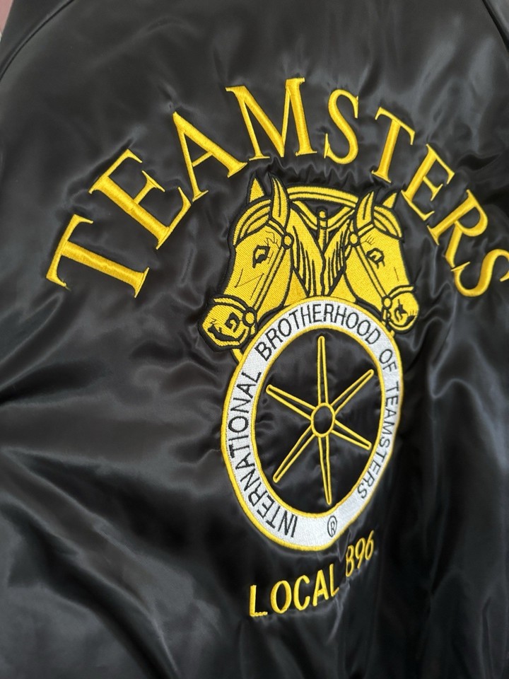 Teamsters Local 896 Union Jacket Black King Louie 3XL Satin Bomber Anti ...
