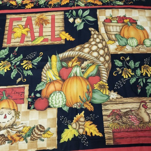 Fall Fabric Panel Season of Harvest Pumpkins Scarecrow Autumn Cotton 33 ...