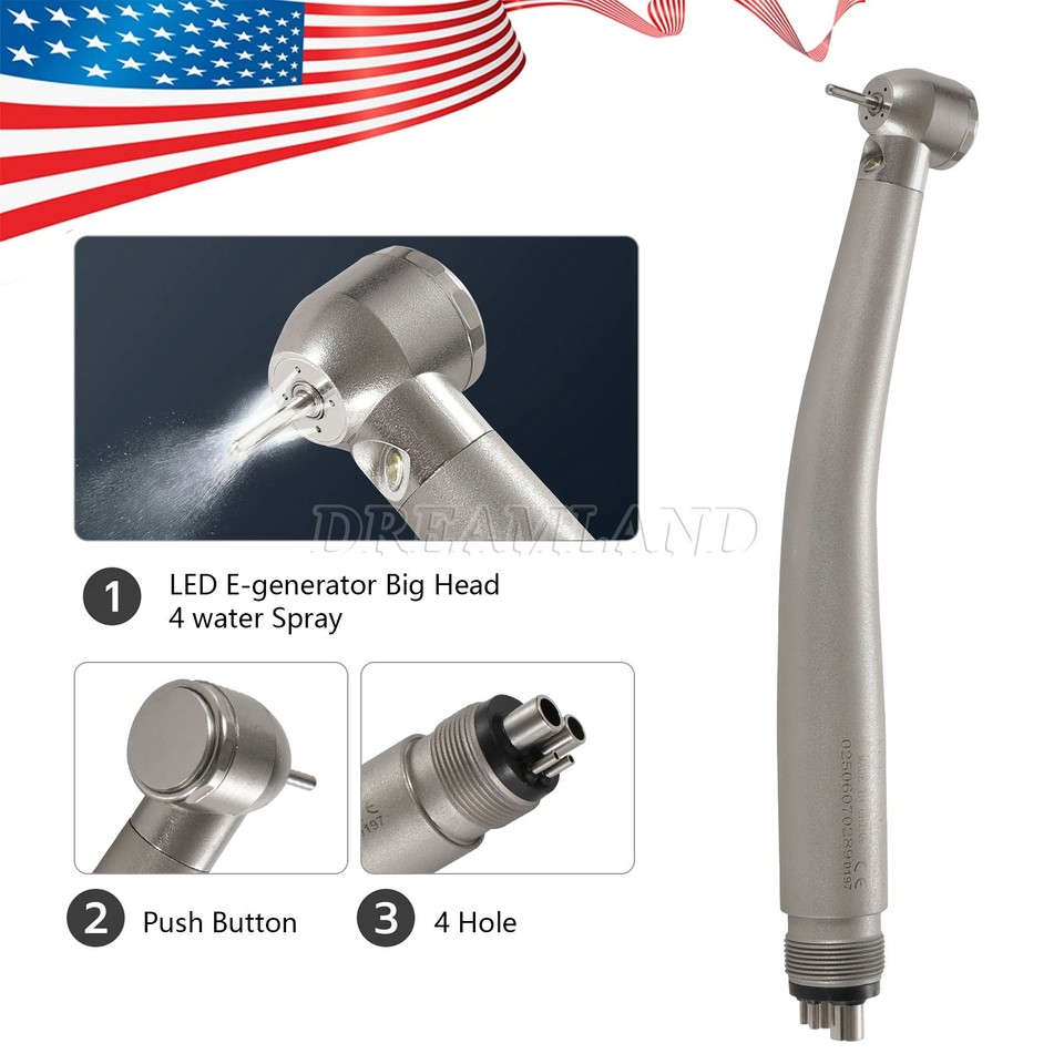 1-10 Dental LED Handpiece High Speed 4H E-Generator 4water Spray ...