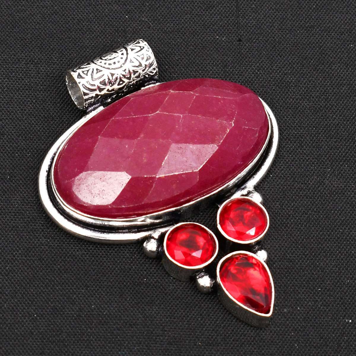 Simulated Ruby Garnet Gemstone Ethnic Handmade Pendant Jewelry Gift 2 ...