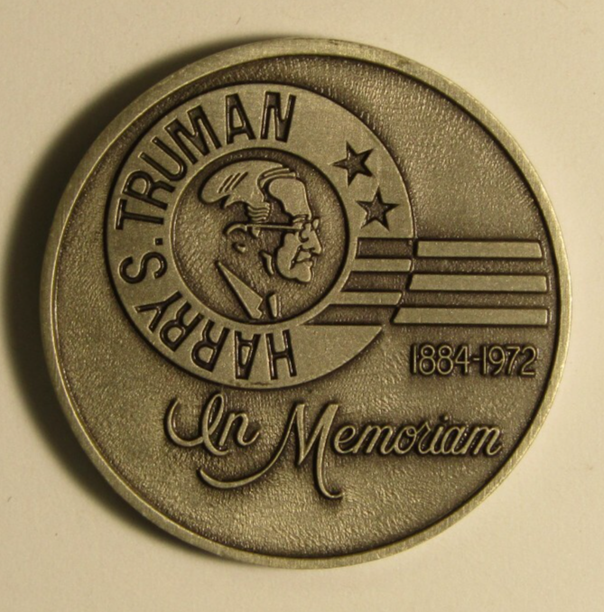 1972 .55oz .925 Sterling Silver Harry S. Truman Memoriam Round | eBay