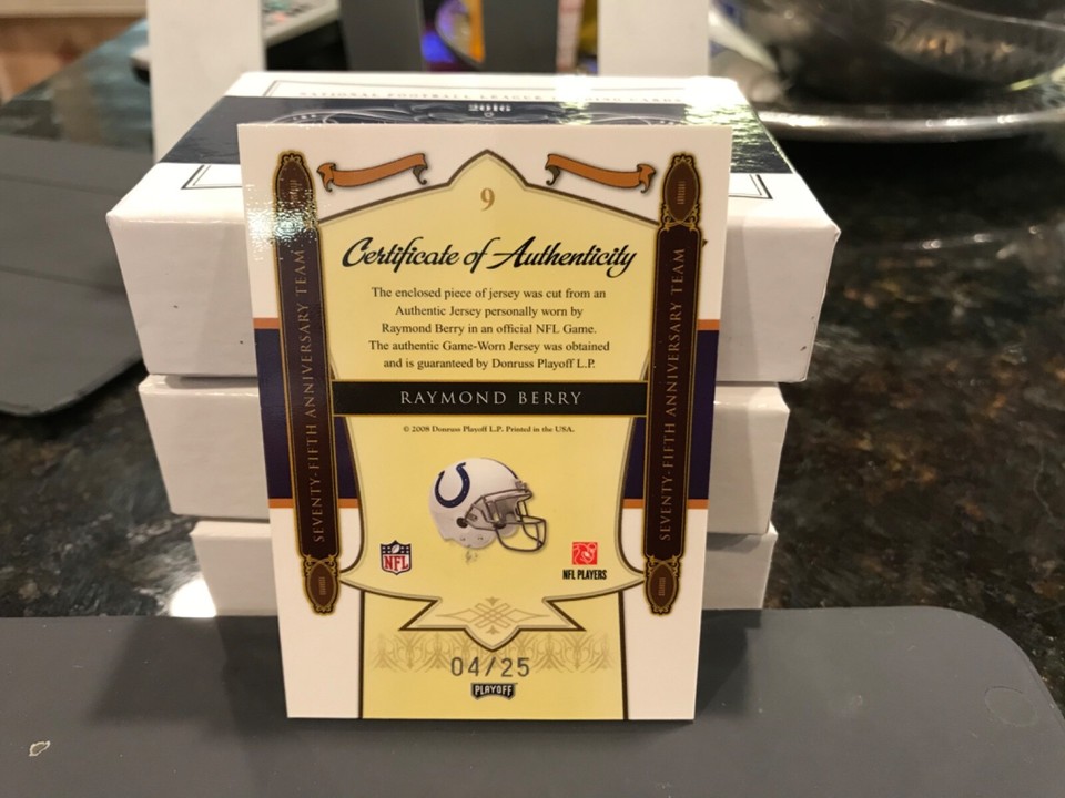 National Treasures Prime Jersey 75th Anniversary Colts Raymond Berry 04 ...