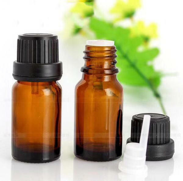 10ML AMBER GLASS BOTTLE, BLACK TAMPER EVIDENT CAP WITH DROPPER INSERT ...