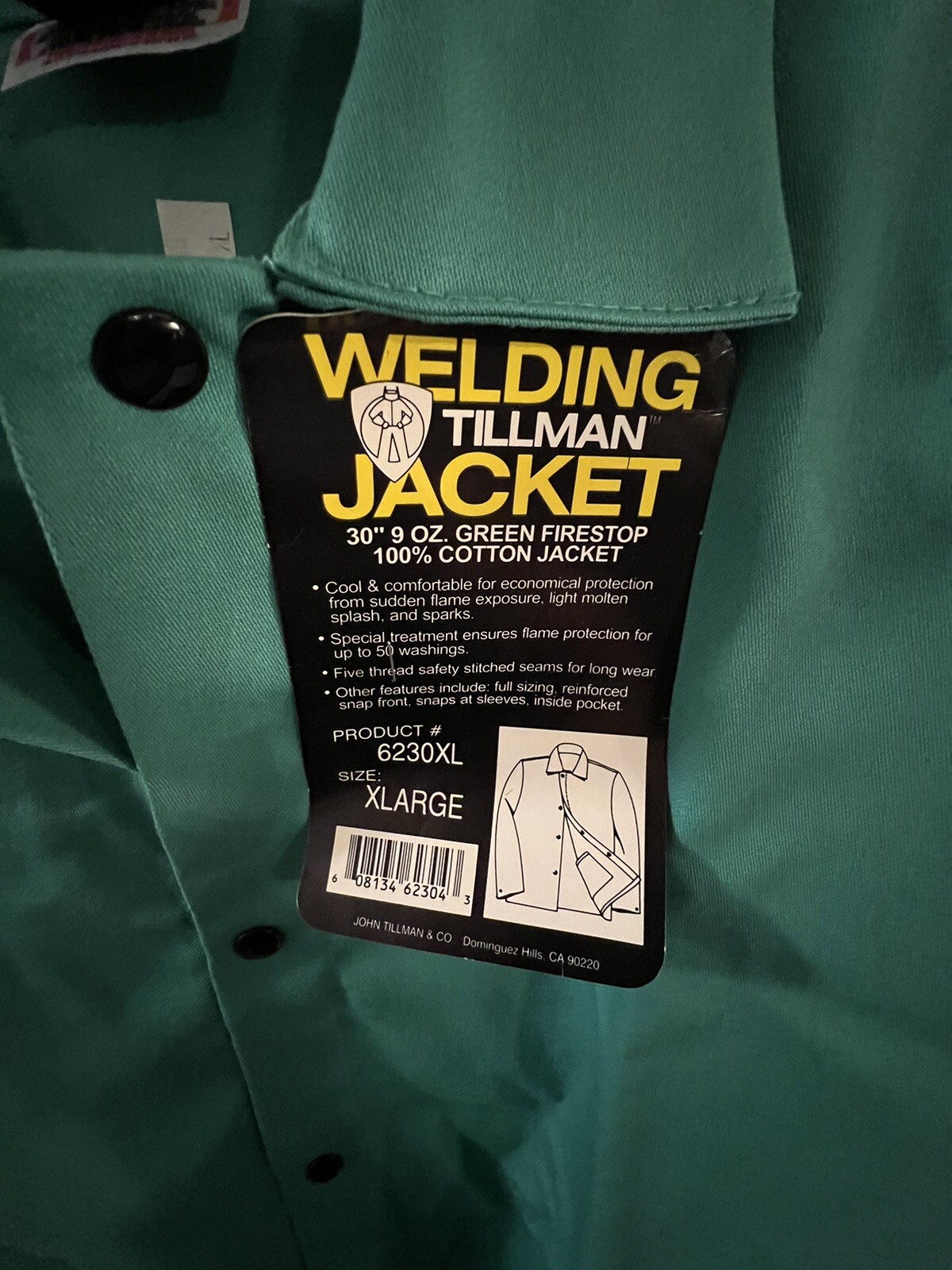 NEW Tillman 6230 XL Lightweight 30" GREEN Jacket Flame Retardant Cotton ...