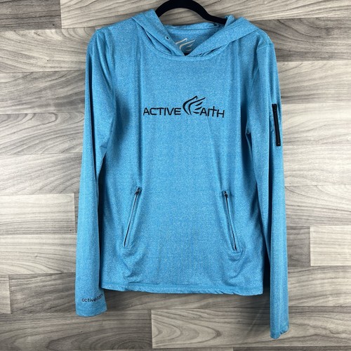 Active Faith Hoodie Womens Small Blue Running Athleisure Zipper Pocket ...