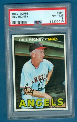 1967 Topps Baseball #494 Bill Rigney Angels PSA 8 NM-MT (From Vending ...