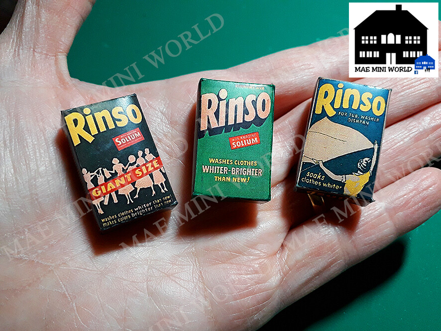 3pcs Miniature boxes, RINSO. Vintage Detergent. Scale 1:12. handmade ...