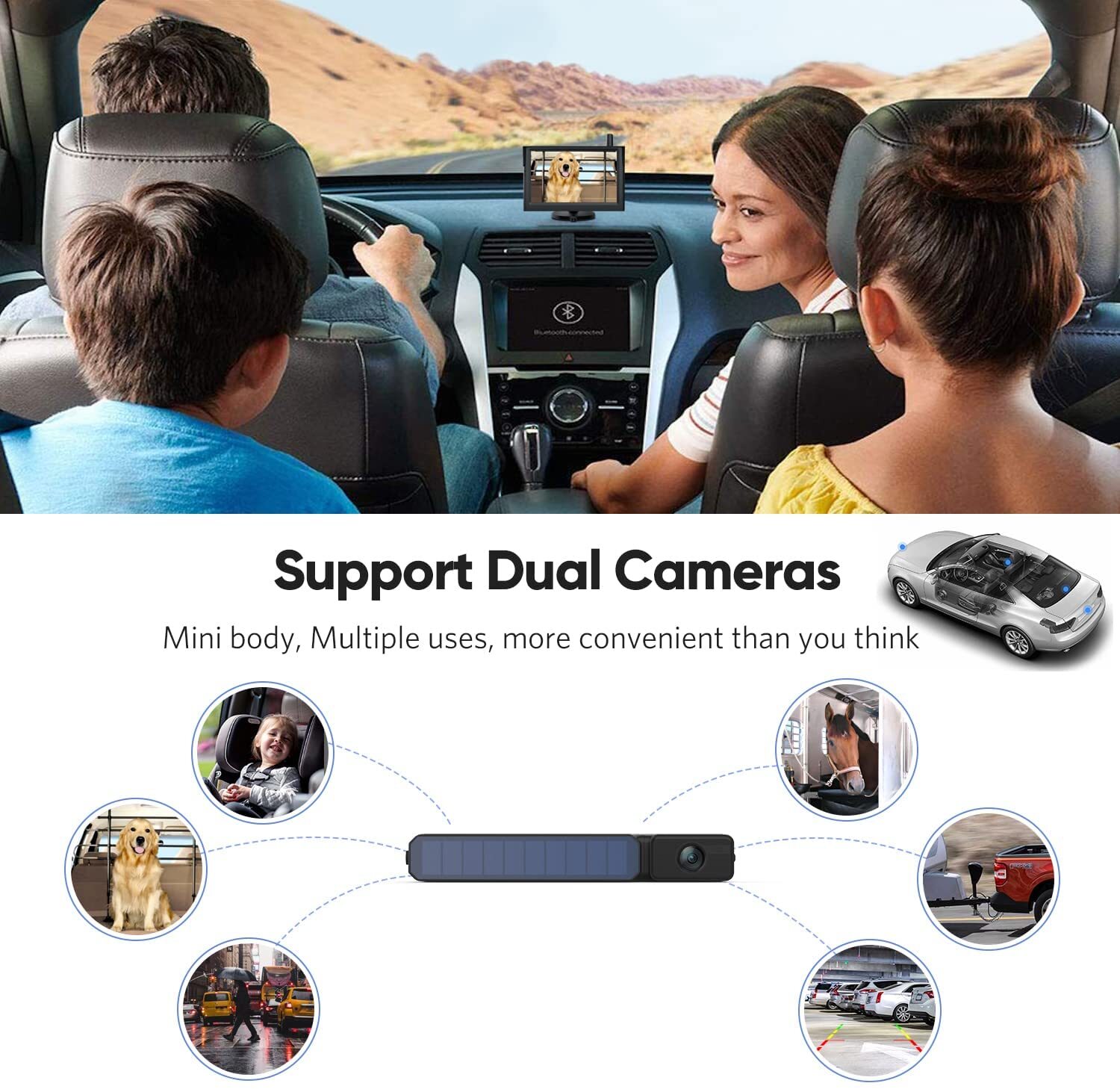 Foxpark Solar 3 Wireless Backup Camera 5" HD 1080P Monitor Car Rear ...