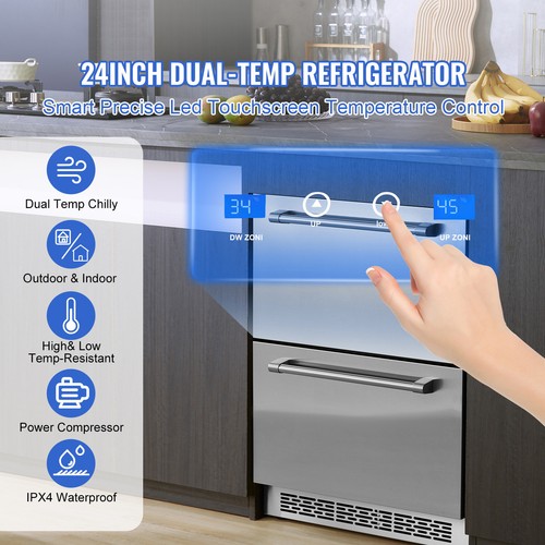 Undercounter Refrigerator 24" Built-in 2 Drawer Refrigerator Fridge 2 ...