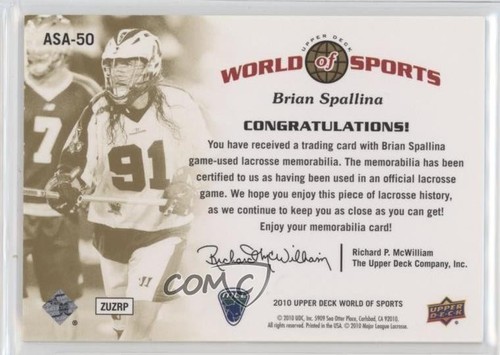 2010 Upper Deck World of Sports - All-Sport Apparel Brian Spallina #ASA ...