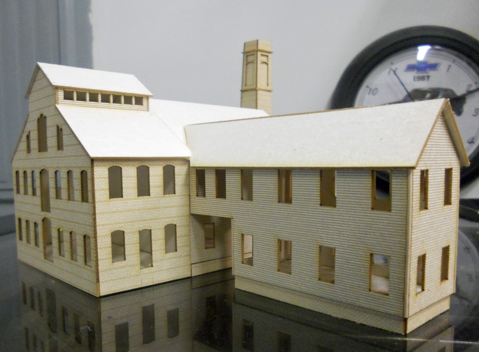 FACTORY BUILDING N Scale Model Railroad Structure Unptd Wood Laser Kit ...