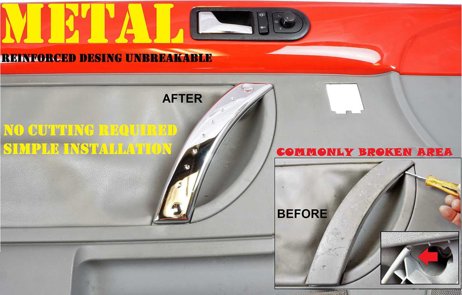 Interior Door Panel Pull Handle Repair Kit Front L Metal Reinforced For ...