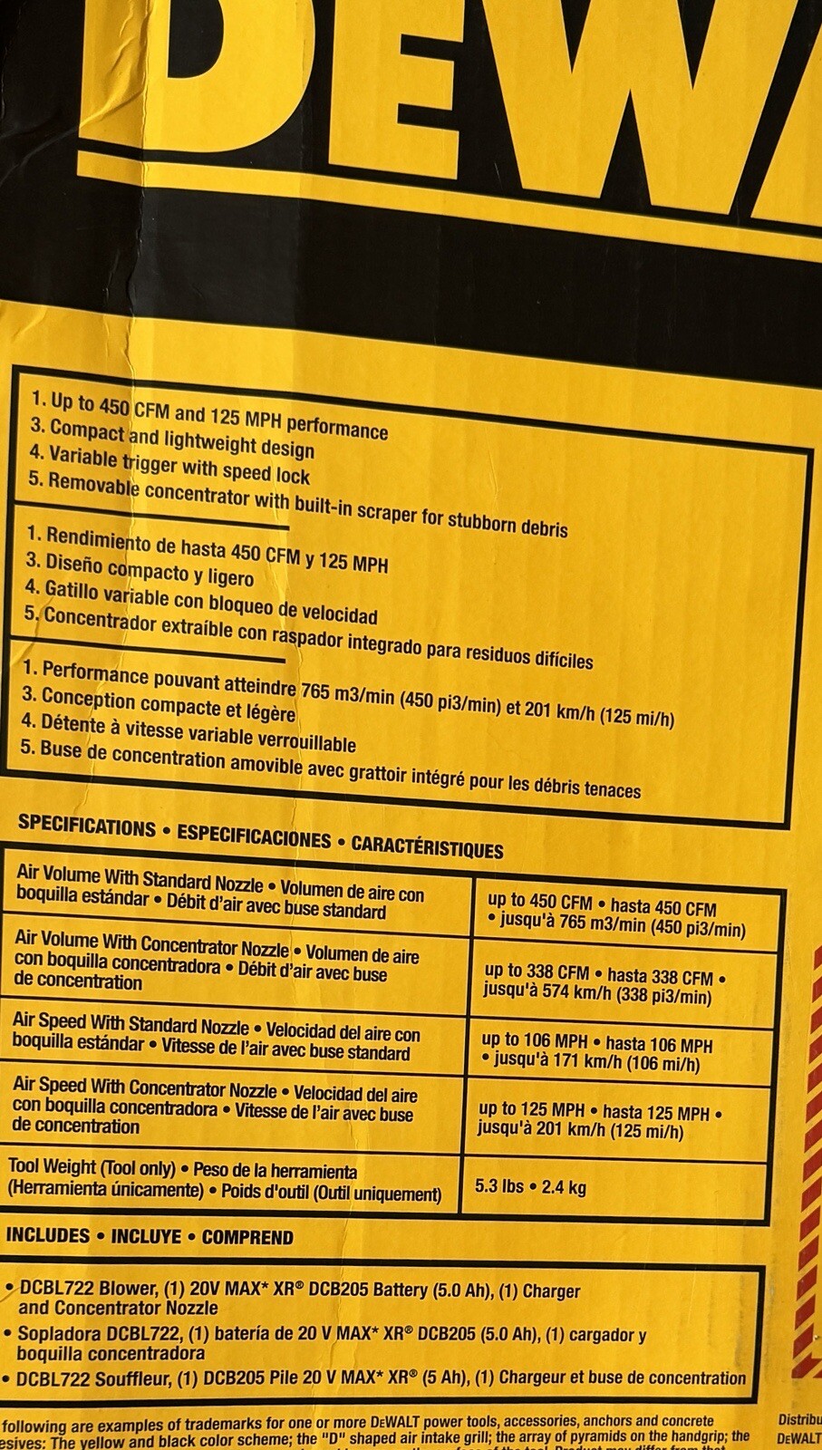 Dewalt DCBL722P1 20V MAX XR Handheld Leaf Blower Kit (5 Ah) - Yellow ...