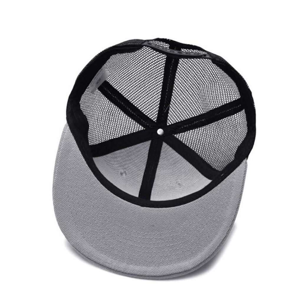 Unisex Plain Flat Bill Adjustbale Baseball Cap Blank Snapback Mesh ...