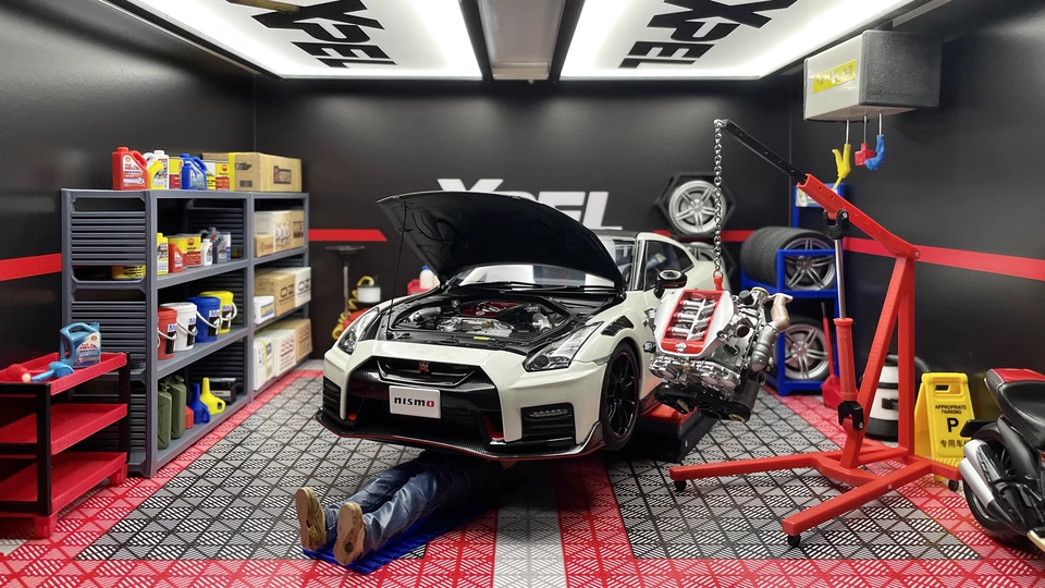 Diorama 1/18 Car Garage Props Model Workshop Repair Tool Scene Model ...