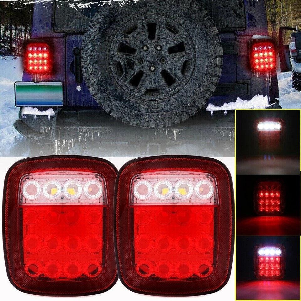 New LEDS Tail Lights Brake Reverse Stop Turn Signal For Jeep Semi Truck ...