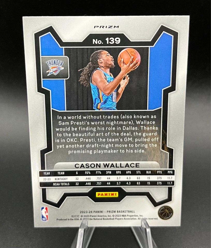 2023-24 Panini Prizm Cason Wallace Red Ice Rookie Card RC #139 Thunder ...