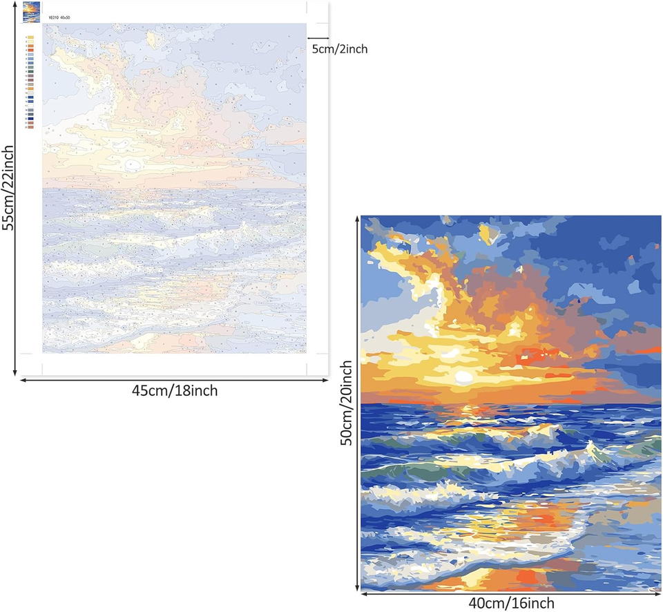 Paint by Numbers for Adults,Sunset Sea Waves Painting by Numbers Art ...