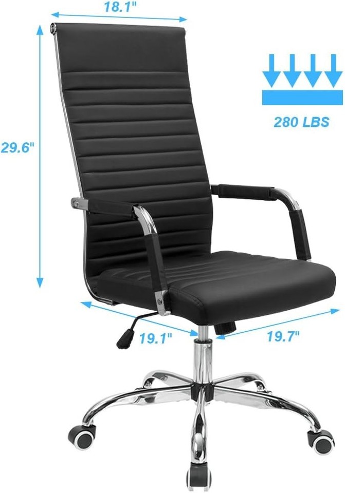 Ribbed Office Chair High Back PU Leather Executive Conference Chair ...