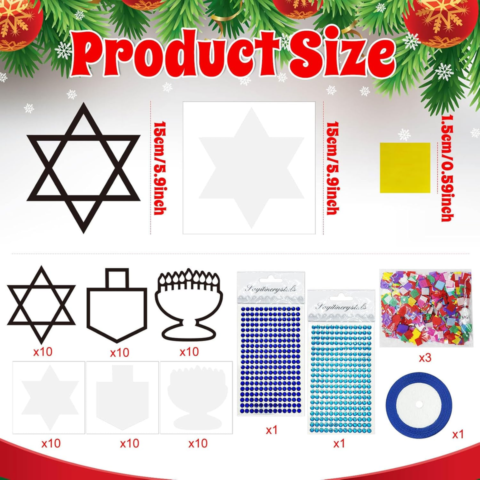 30 Set Hanukkah DIY Craft Kits，Hanukkah Tissue Paper Sign Craft Kit ...