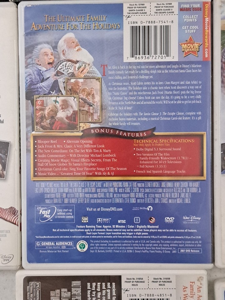 Disney Live Action DVD Lot Of 10 Pirates Of.., Santa Clause , More. 3.1 ...