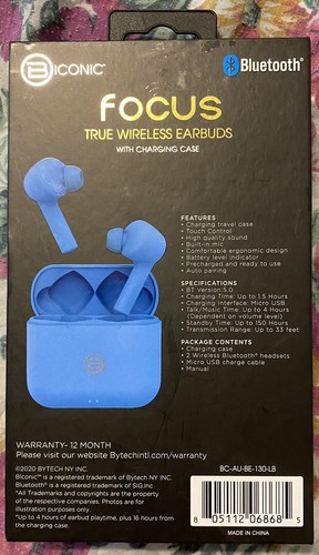 Biconic Focus True Wireless earbuds With BLUETOOTH. **CHOOSE COLOR ...