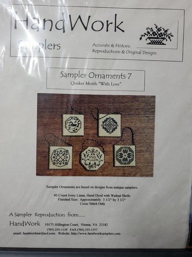 Handwork Samplers Sampler Ornaments 7 Chart 40 Count Historic ...
