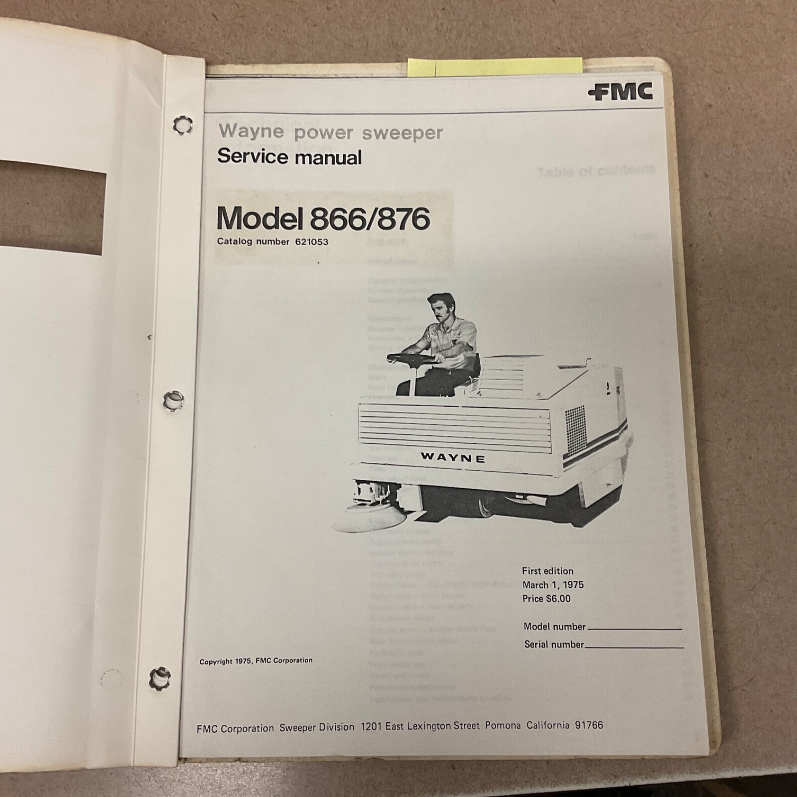 Wayne FMC 866 & 876 Power Sweeper SERVICE SHOP REPAIR MANUAL ...