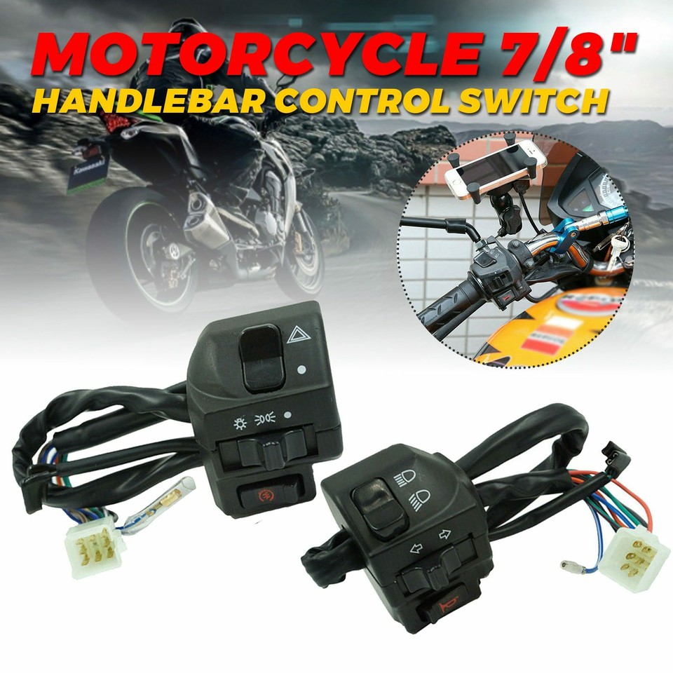 Aluminum 7/8" 22MM Handlebar Horn Turn Signal Headlight Control Buttons ...