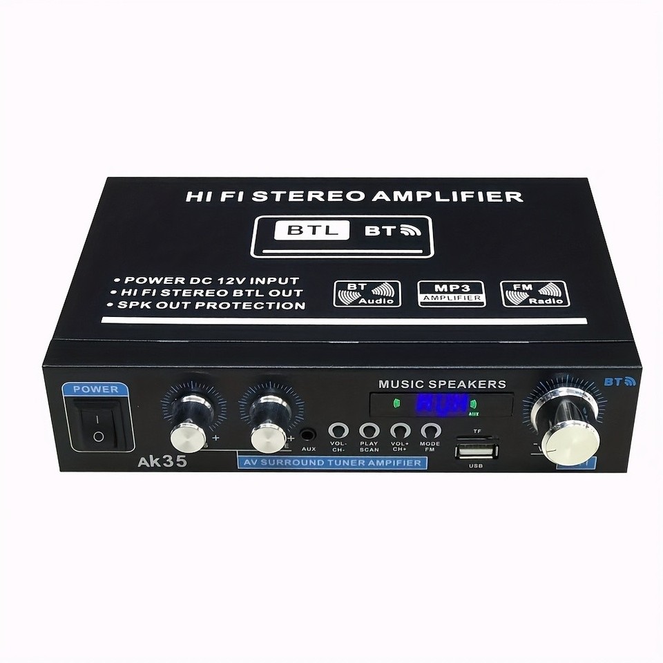 200W Max Power Stereo Amplifier Home Audio Bluetooth 2.0 Stereo ...