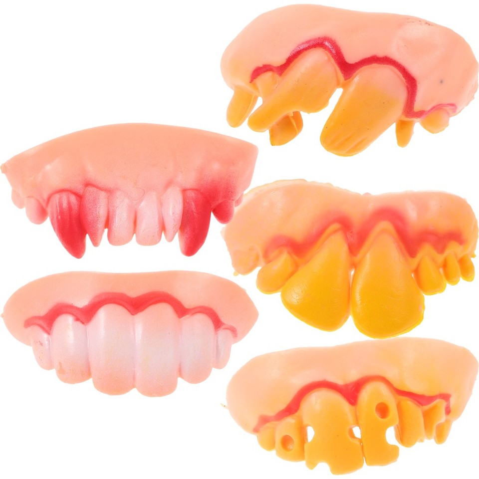 5PCS False Teeth Toy Funny Wacky Artificial Teeth for Halloween Easter ...
