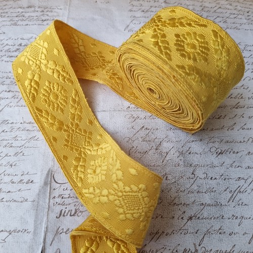 RUBAN GALON ANCIEN 315 cm Coton Jaune Soleil Epoque XIXè French Ribbon ...
