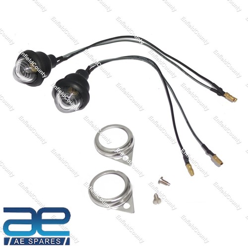 WHITE PILOT PARKING LIGHT WITH CHROME RIMS FOR ROYAL ENFIELD BULLET ...