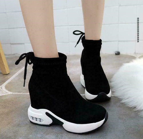 Womens Ankle Boots Platform Hidden Wedge Heel Pull On Sports Shoes ...