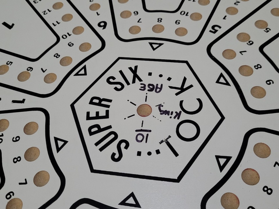 Vtg Super Six Tock Wooden Game Board By Jouets Toys of Canada 22" × 22 ...