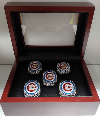 Chicago Cubs - 2016 World Series 5 Ring Set With Wooden Display Box ...