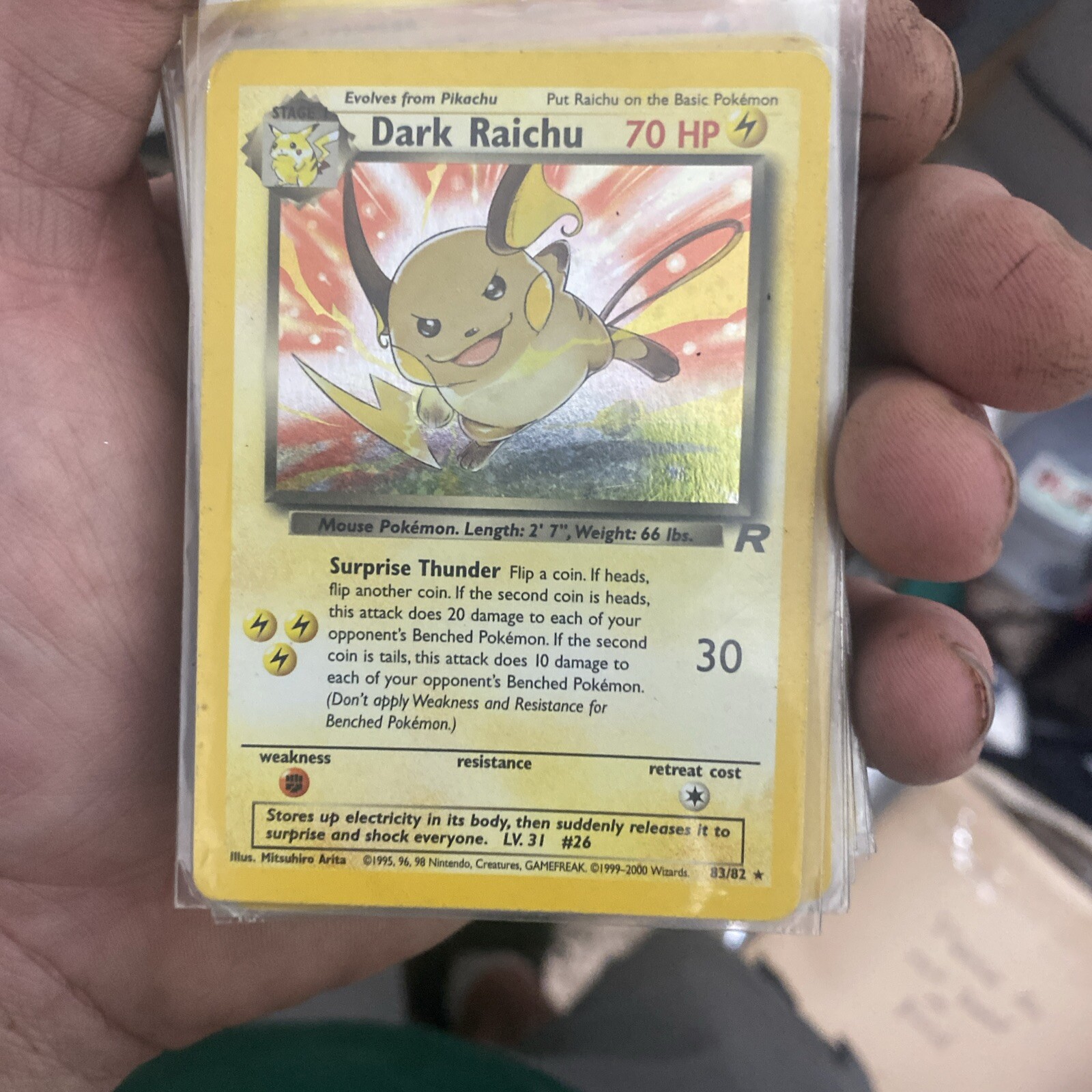 Dark Raichu 83/82 Holo Team Rocket 1st Edition Pokemon Secret Rare 70 ...