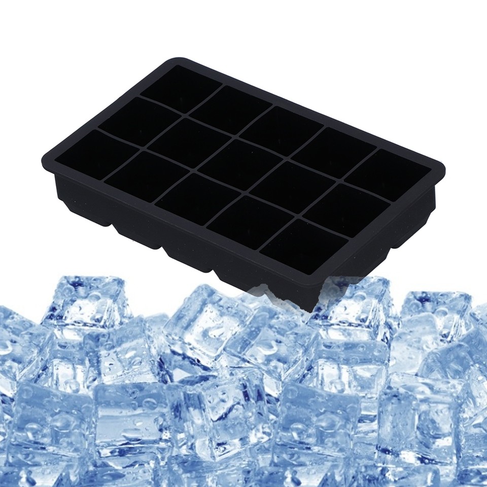 15‑Grids DIY Ice Mold With Lid Food Grade Silicone Ice Cubes Mold Tray ...