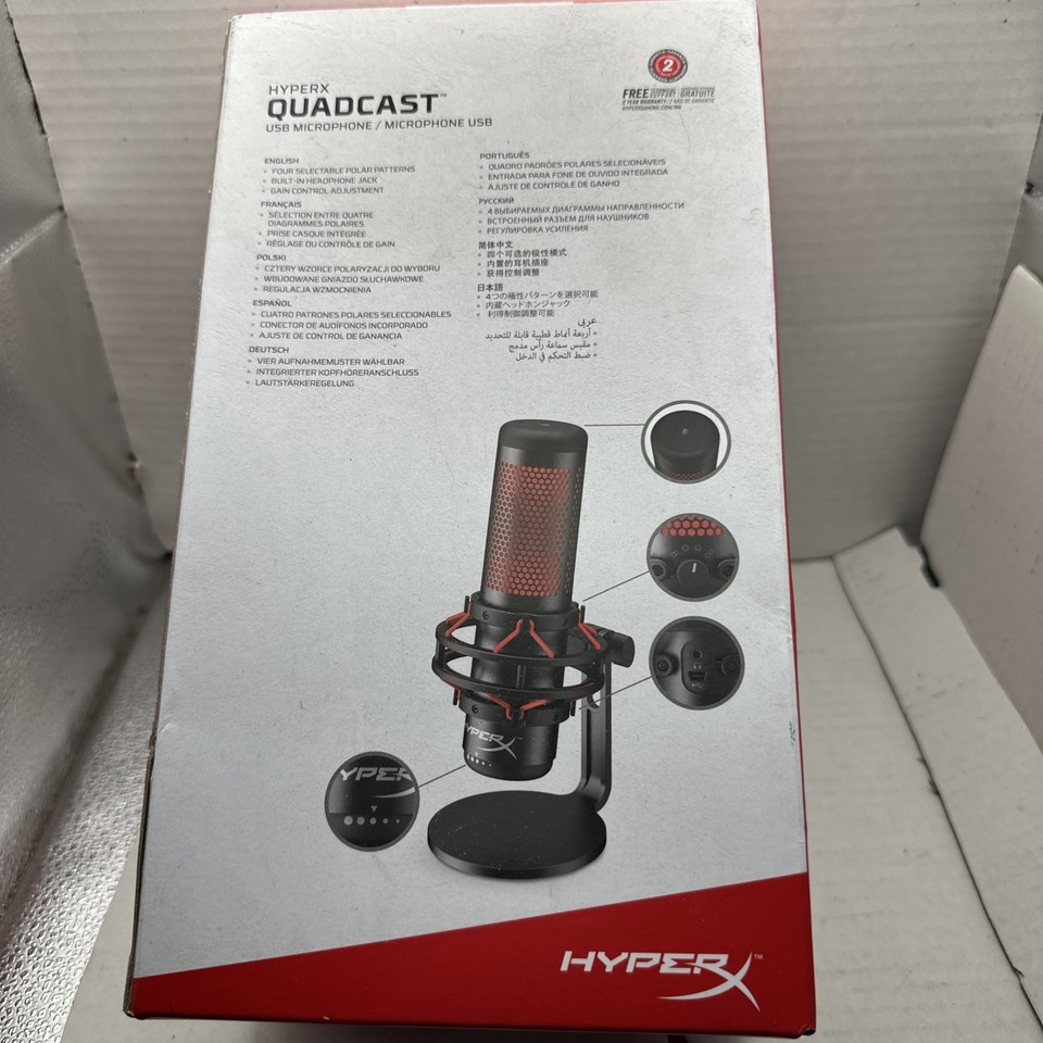 HyperX QUADCAST USB Microphone w/ Anti-Vibration Shock Mount 4P5P6AA ...